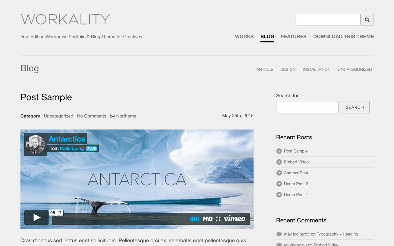 Workality Lite - Free WordPress Portfolio and Blog Theme